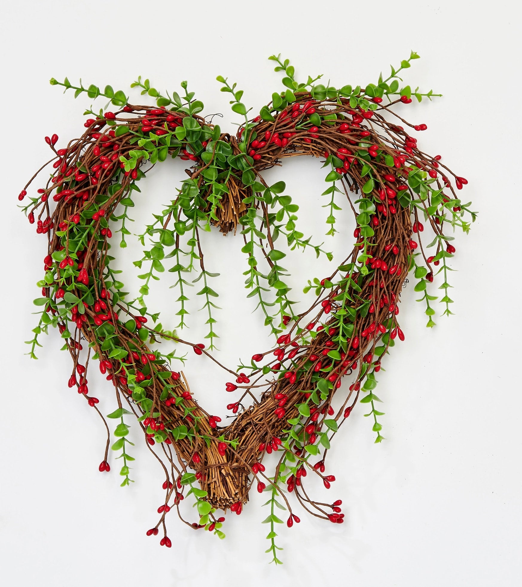 Berry Heart Wreath With Bow | FEATHERED LANE